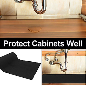 AiBOB Waterproof Under Sink Mat, Absorbent Quick Dry Sink Liners Protect Cabinets, Durable Shelf Liners, Slip Resistant and Non-Adhesive, 24X36, Pure Black
