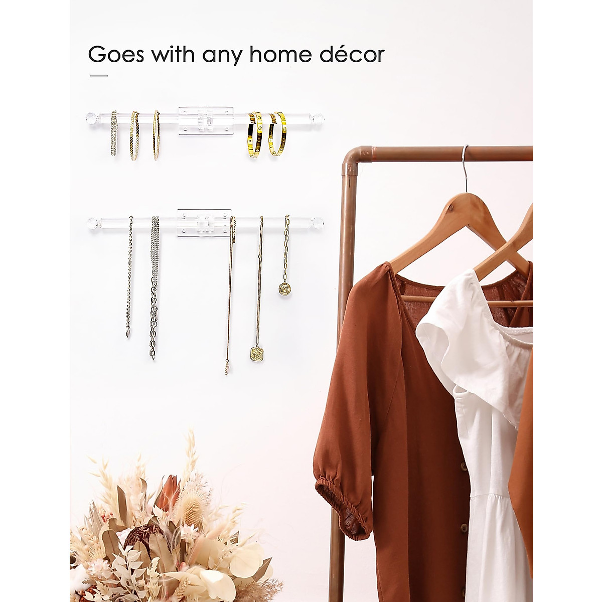 Heesch Headband Holder, Bracelet Holder, Claw Clip Organizer, Acrylic Necklace Holder, Hat Rack for Baseball Caps, Wall Mount Jewelry Holder for Bracelets, Watches, Headbands, Hair Ties (2-Pack)