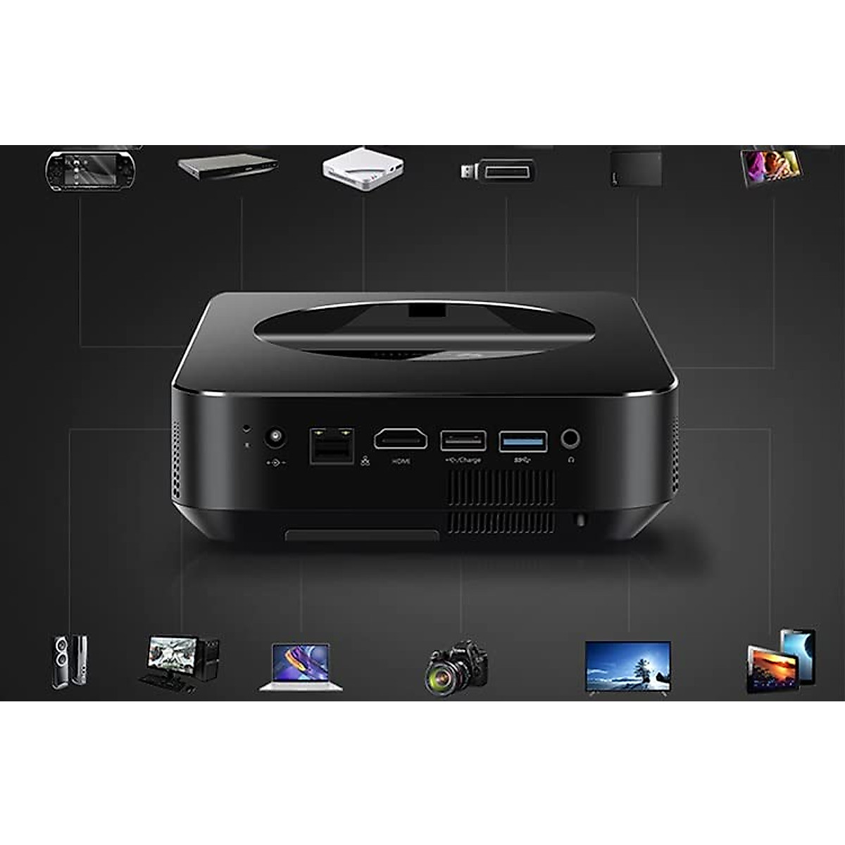 Mini Projector, Ultra Compact 1080P Portable Projector 4K Input Supported for Movies & Gaming, 1000 ANSI Lumens, Auto Keystone, Auto Focus