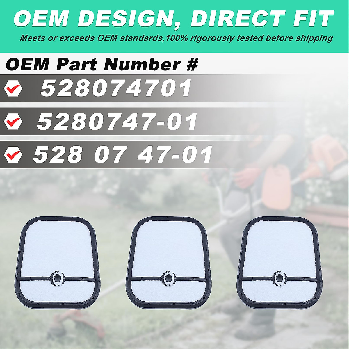 Adefol 8 x 528074701 Air Filter for RedMax Red Max BCZ230TS BCZ2450S BCZ2460S BCZ260TS BCZ2650S BCZ2660TS Husqvarna 426LST 430LS Trimmer Brushcutter