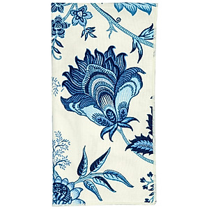 Decorative Things Cloth Napkins Set of 4 Cotton Table Linen Napkins Dinner 18" Backyard Beach Wedding Table Décor Pool Party Blue, Off White USA Made