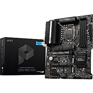 MSI Z590 PRO WiFi ProSeries Motherboard (ATX, 11th/10th Gen Intel Core, LGA 1200 Socket, DDR4, PCIe 4, M.2 Slots, USB 3.2 Gen 2, 2.5G LAN, DP/HDMI, Wi-Fi 6E)