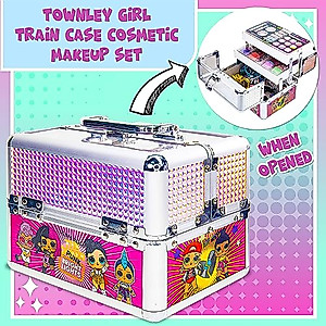 L.O.L Surprise! Townley Girl Train Case Cosmetic Makeup Set Includes Lip Gloss, Eye Shimmer, Nail Polish, Hair Accessories & More! for Kids Girls, Ages 3+ Perfect for Parties, Sleepovers & Makeovers