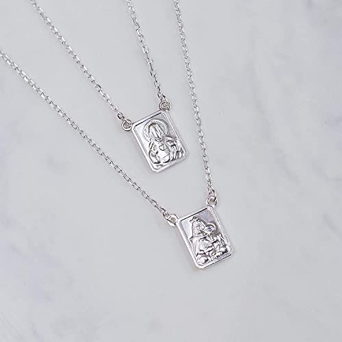 Roman Infinity Holy Scapular Sterling Silver Necklace 26 Inches Long