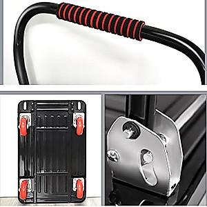 Generic Hand Truck Folding Platform Truck with Plastic Panel Metal Handle Silent Wheels Moving Push Cart for Warehouse Garage Large Load Capacity Utility Cart (Size : 990lb), Black