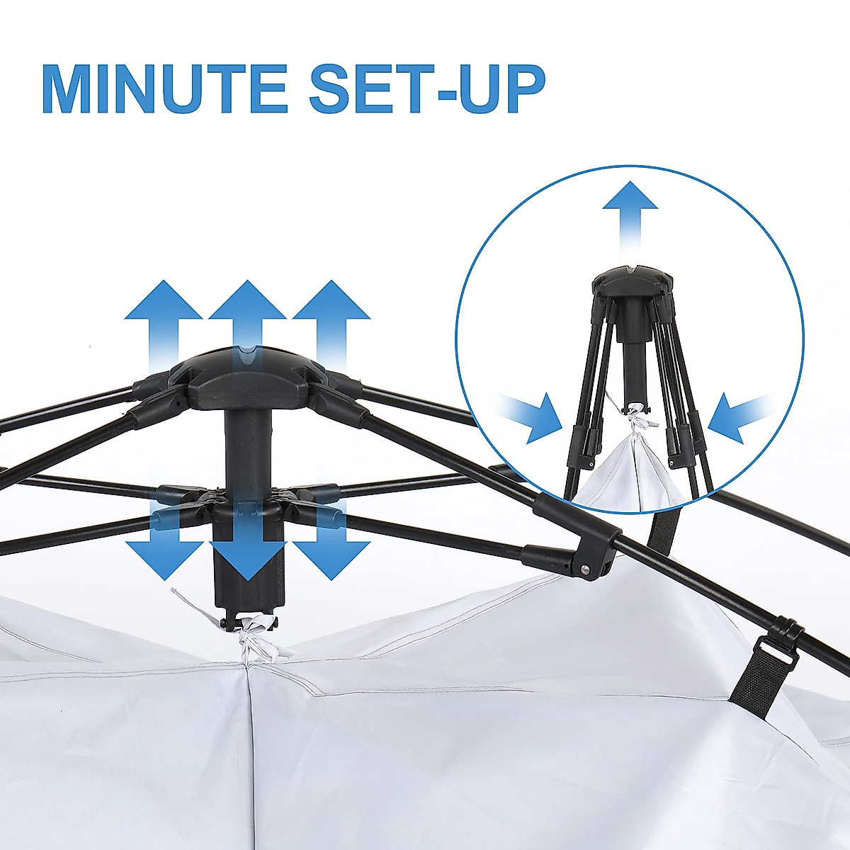 Outvita Oversize 2 Rooms Shower Tent, 7.5 FT Outdoor Pop up Changing Room, Instant Extra Wide Privacy Shelter for Camping Dressing Toilet Bathroom with Carry Bag, Blue & White