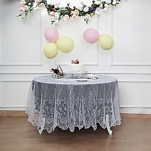 Tableclothsfactory 90" White Premium Lace Round Tablecloth for Banquet Party Wedding Event Home Decor