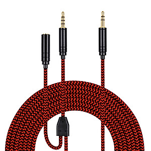 weishan HD60 S Chat Link Audio Cable Replacement for Elgato HD60 S+, HD60PRO, 4K60 PRO Capture Card, Gaming Capture Record Cord Works on PS5 PS4 Xbox One X/S, Red Braided 6.6ft