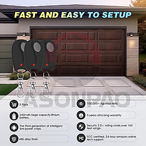 ACT-31B ACP00879 MCT-1 DNT00083 LD033 LD050 LS050 Linear Garage Door Opener Remote Megacode 318MHZ (3Pack) 3-Year-Warranty Long-Lasting Lithium Battery Ultra-Long Range