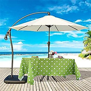 SquarePie 60x84'' Rectangle Outdoor Tablecloth with Zipper and Umbrella Waterproof Spillproof Table Linen Cloth for Camping Picnic Patio Garden, Green Polka Dot