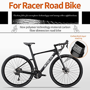 SAVADECK Carbon Gravel Road Bike,T800 Carbon Gravel Dis Brake Bicycle with Professional Adventure Shimano GRX400 20 Speed Groupset and Extra Wide Tires 700CX40C for Various Road.(Black 56cm)