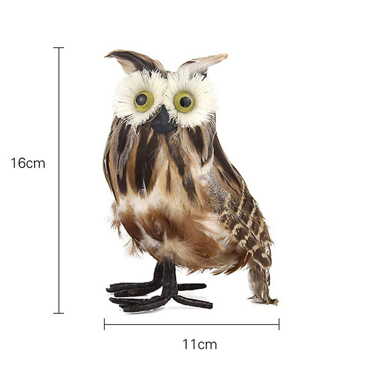 LWINGFLYER Realistic Brown Feathered Owl Artificial Furry Owl Foam Bird Ornaments for Party Decoration Wreath Crafts Tree Topper Christmas Ornaments 16cm/6.2inch
