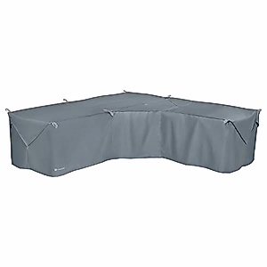 Classic Accessories Storigami Water-Resistant 100 Inch Easy Fold Patio V-Shaped Sectional Lounge Set Cover, Monument Grey, Patio Furniture Covers