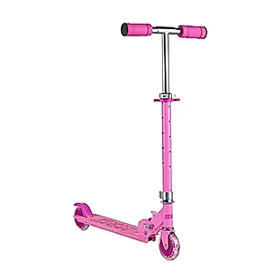Voyager 2 Wheel Kick Scooter with Light Up Wheels and T-bar – Foldable, Non-Slip Deck, Comfortable & Smooth Ride