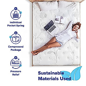 Olee Sleep 13 inch Galaxy Hybrid Gel Infused Memory Foam and Pocket Spring Mattress (King), Medium Plush, White/Grey