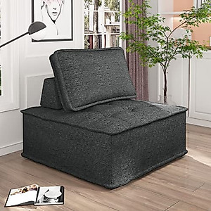 BALUS Modular Sectional Sofa Couch, Modern Armless Floor Sofa Couch, Soft Fabric Single Sofa for Bedroom, Living Room and Sturdy Room, Free Combination, 1 PCS Dark Grey