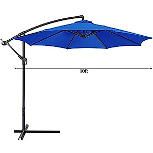Yumfoz 10 Ft Umbrella Replacement Canopy 6 Ribs Outdoor Sunbrella Market Top for Yard Garden Patio Beach, Blue, 6骨