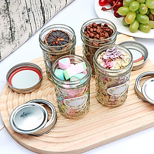 COMUDOT Mason Jars 8 oz with Airtight Lids, 30Pack Glass Regular Mouth Canning Jars, Small Quilted Crystal Jars for Storing Honey,Jelly, Overnight Oats,Jam