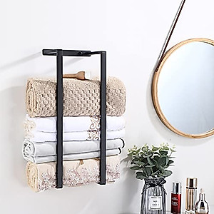 Bathroom Wall Towel Rack, Stainless Wall Mounted Towel Racks Holder with 2 Bars, Organizer for Storage of Rolled Bath Towels or Washcloths Hand (16 inches)