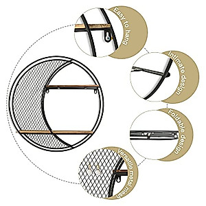 Putuo Decor Crescent Moon Shelf for Crystals, 2 Tiers Round Wall Hanging Display Shelves, Boho Decorative Crystal Holder Wall Shelves for Essential Oil, Stones, Plants and Home Decors