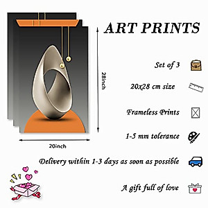 Bfgsrtcbox Orange Boho Canvas Wall Art Orange Geometric Abstract Geometric Painting Modern Geometric Wall Art Poster Orange Grey Orange Abstract Poster Orange and Grey Art 20x28inchx3 No Frame