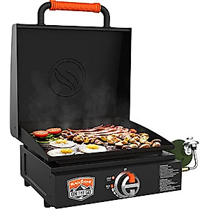 17 Inch Blackstone Griddle with Lid, Nonstick Tabletop Gas Griddle Outdoor with Two Seasoning & Conditioner and Wholesalehome Cloth Included, Black, (1900-4114-C)