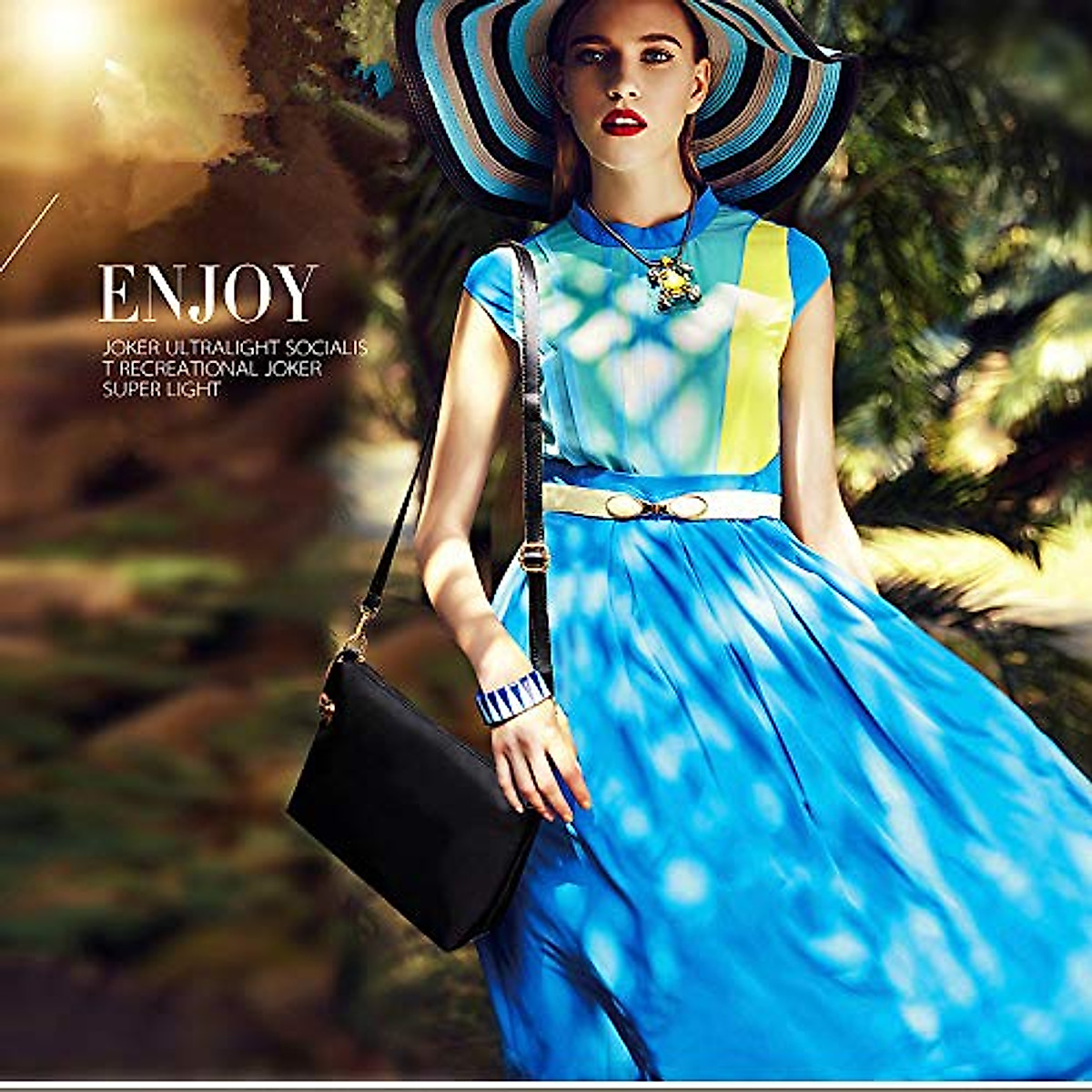 AlwaySky Women Shoulder Bag 6 PCS Top-Handle Handbag Tote Purse Wallet Key Case Set (Black)