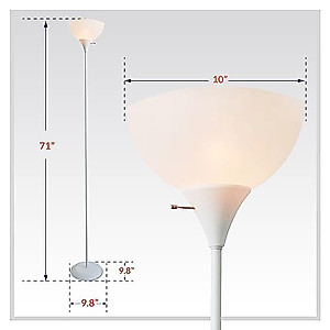 Newhouse Lighting NHFL-JO-WH Joey 71-inch Modern Standing, Torchiere Floor Lamp for Bedrooms, Living Room | Durable Floor Lamp for Home, Office, Reading (White)
