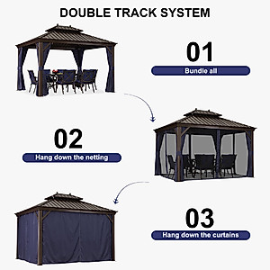 PURPLE LEAF 10' x 13' Outdoor Hardtop Gazebo Canopy Outside Metal Roof Heavy Duty Permanent Pavilion
