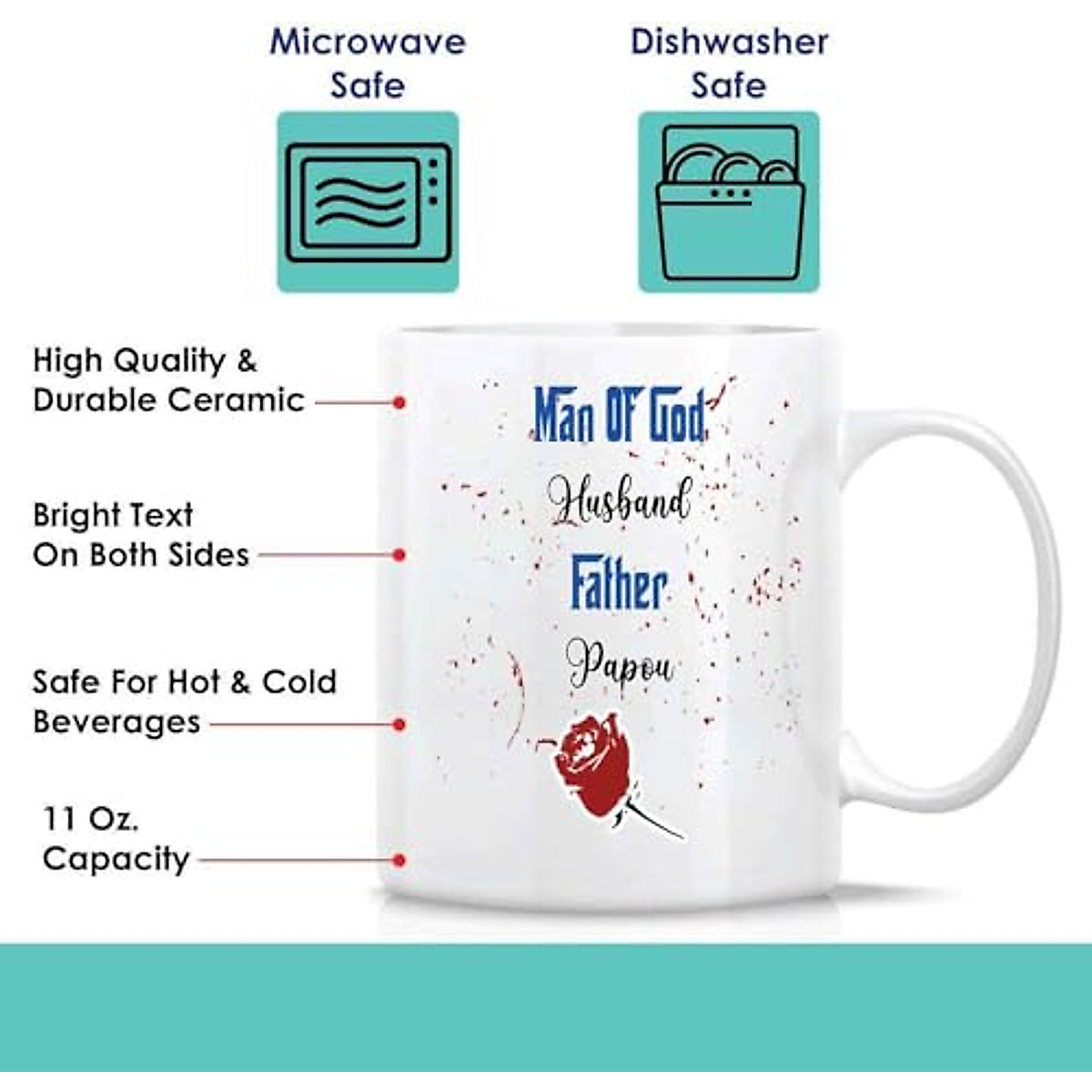 Christian Gift for Husband and Father - Prayers - Navy Multicolor Unisex Sweat - 11 Oz White Ceramic Coffee Mug