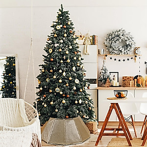 Blissun Fabric Christmas Collar, Glittering Tree Ring, Willow Skirt for Tree Decorations (Glitter Gold)