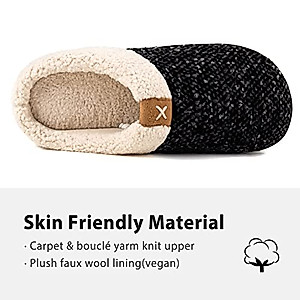 ULTRAIDEAS Mens Slip On Slippers, Sherpa Lined House Shoes with Memory Foam for Indoor Outdoor, Machine Washable (Space Black, Size 11-12)