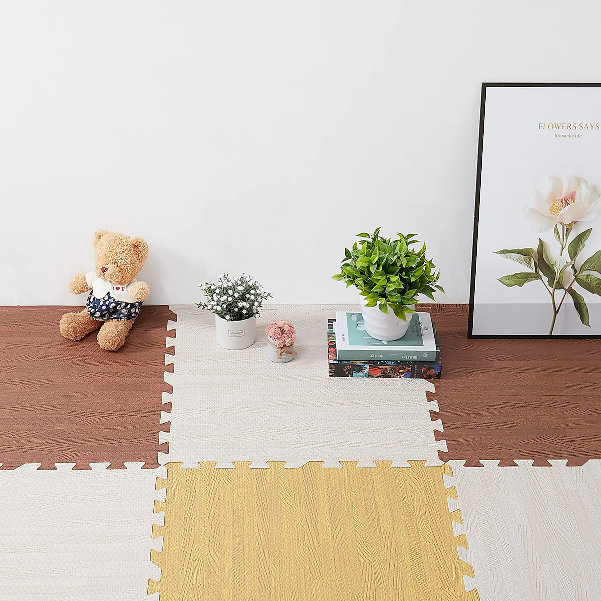 Wisfor Interlocking Foam Floor Tiles 23.6 X 23.6 Inch Puzzle Exercise Mats for Cushions for Workouts Protective Flooring Foam Mats (12 Packs)