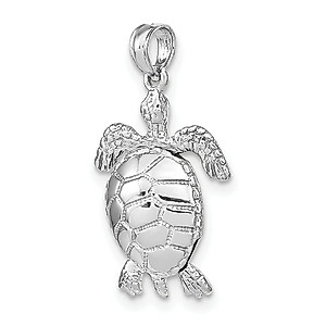 Lex & Lu 14k White Gold 3D Moveable Sea Turtle Charm