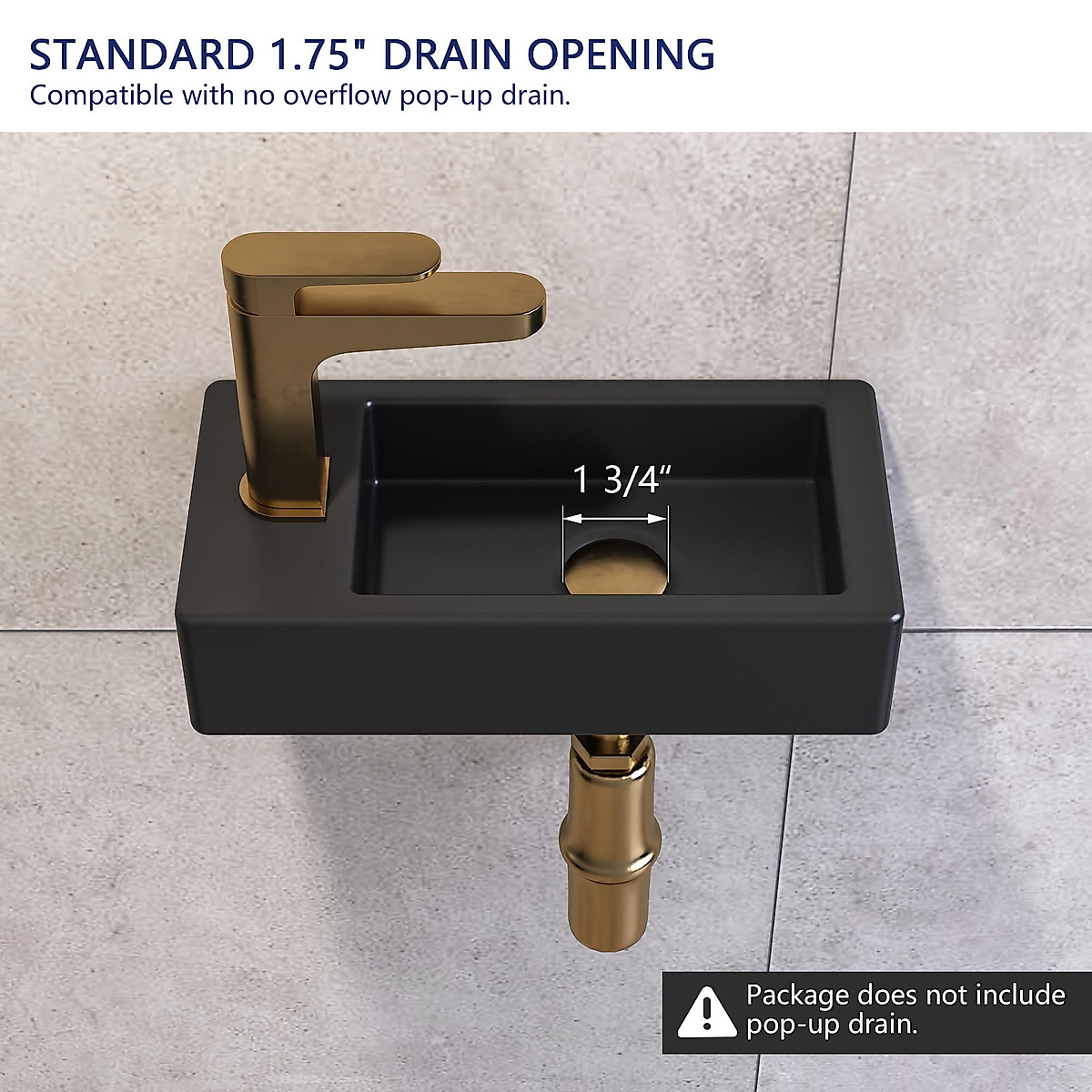 DeerValley DV-1V081R Liberty Wall Mount Sink, Rectangle Mini Vessel Sink,Small Bathroom Cloakroom White Porcelain Ceramic Wash Basin (Right Hand)
