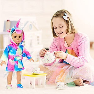 ZNTWEI American 18 Inch Doll Clothes and Accessories - Doll Sleeping Bag Set for American 18 Inch Doll Including Unicorn Pajamas,Sleeping Bag,Pillow,Eye Mask,Shoes