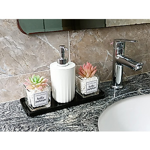 Ceramic Tray, Bathroom Sink Tray, Kitchen Countertop Tray, Vanity Tray, Cosmetics Dish, Candle Tray, Dessert Tray, Perfume Shampoo Liquid Soap Tray,Simple Style Design Suit for Home (Black)