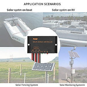 12V 24V Auto 10A Charger Controller IP68 Waterproof PWM Solar Charge Controller Solar Panel Battery Intelligent Regulator for Solar System Caravan Boat Solar Controller for Lead-Acid Battery