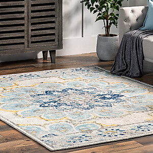 nuLOOM Kiyoko Vintage Floral Accent Rug, 3x5, Blue