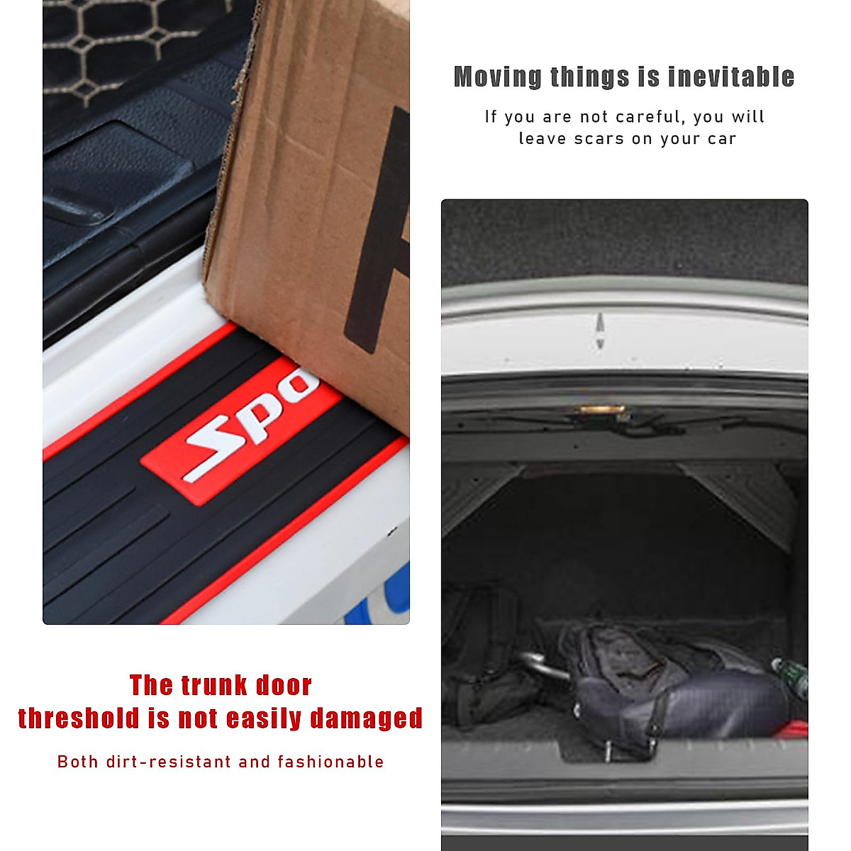 Kewucn Car Rear Bumper Protector Guard, Rubber Scratch-Resistant Protection Strip Sticker, Auto Non-Slip Trunk Door Entry Trim Cover, Universal Vehicle Accessories for Most Cars (Red Sport)