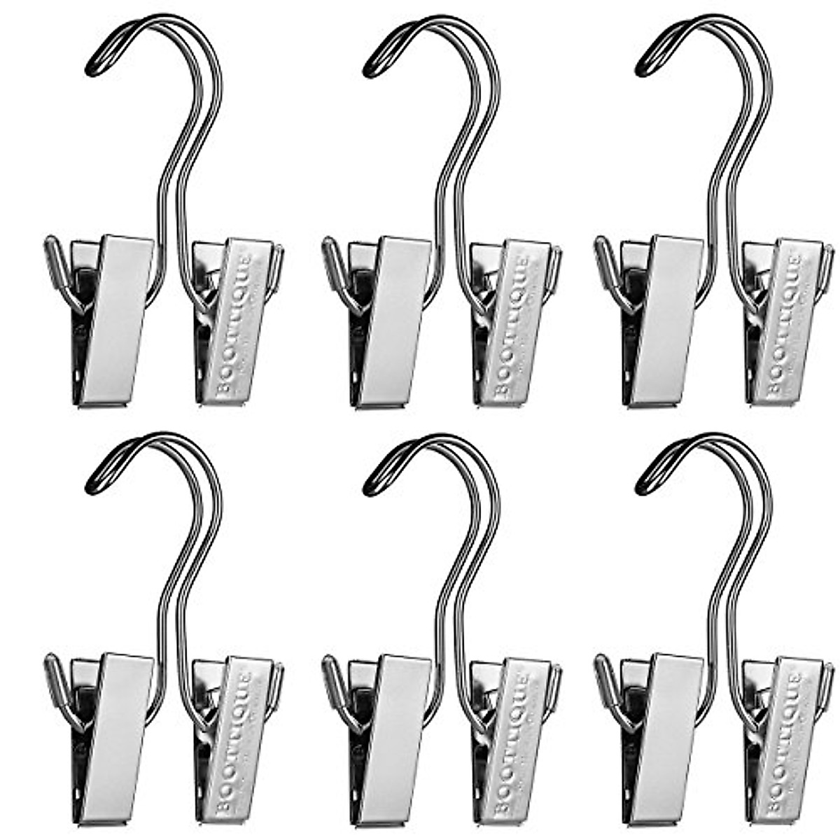 Boottique Boot Organizer: The Boot Rack - Fits in Most Closets- Hangs, Holds, Shapes, & Protects every size and style of Boots (The Boot Rack with 6 Original Silver Hangers)