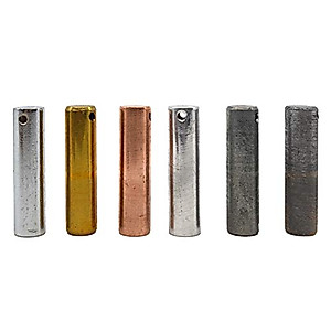6pc Specific Heat Metal Cylinders Set - Copper, Lead, Brass, Zinc, Iron & Aluminum - Includes Wooden Storage Block - for Specific Heat, Specific Gravity & Density Experimentation - Eisco Labs