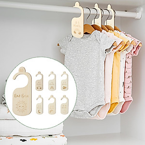 Teaaha Baby Closet Dividers for Clothes Organizer 7 PCS Beautiful Wooden Double-Sided Baby Closet Size Organizer Hanger from Newborn Infant to 24 Months Toddler for Home Nursery Baby Decor