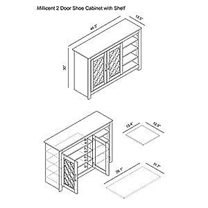 Galano Millicent 16 Pair Shoe Cabinet 2 Door Shelves Modern Rack Standing Cabinet Storage Doors Organizer