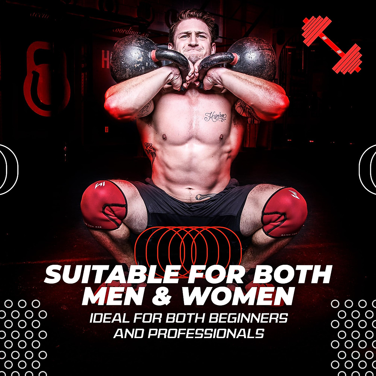 JerkFit Knee Compression Sleeve (Pair) - 5mm Thick Neoprene Knee Sleeve for Men and Women - Reversible Compression Knee Sleeves for Training, Weightlifting, Wrestling, Squats & Gym Use (Large)