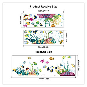 Sea Life Wall Stickers Under The Sea Fish Wall Decor, DILIBRA Sea World Removable Peel and Stick Waterproof DIY Art Wall Decals for Kids Room Nursery Living Room Bathroom Playroom (Sea Life 2)