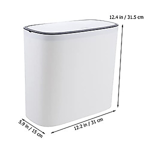 Hemobllo Car Trash Bin Household Narrow Trash Can Push- Type Trash Bin, Rubbish Storage Container Kitchen Tight Trash Can Trash Bin with Lid for Bathroom Bedroom Kitchen Office Bathroom Garbage Bin