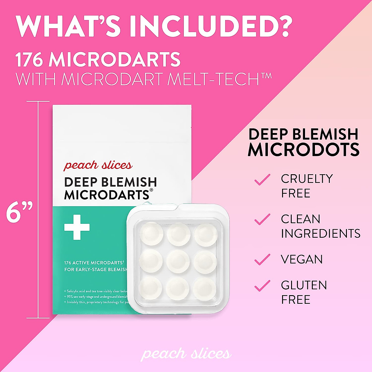 Peach Slices | Deep Blemish Microdarts | Acne Patch | Early Stage & Deep Pimples | Fast-Acting | Salicylic Acid | Tea Tree Oil | Niacinamide | Cica | Hyaluronic Acid | Spot Treatment | 9 Patches