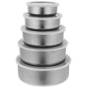 UPKOCH Snack Set Containers Pasta Containers 5pcs Box Food Prep Containers Travel Stainless Steel Bowls Home Accessories Round Crisper Sealing Bowls 5 Piece Set Lunch Box