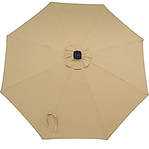 Sunnydaze 9-Foot Sunbrella Tilting Patio Umbrella with Solar LED Light Bars - Beige